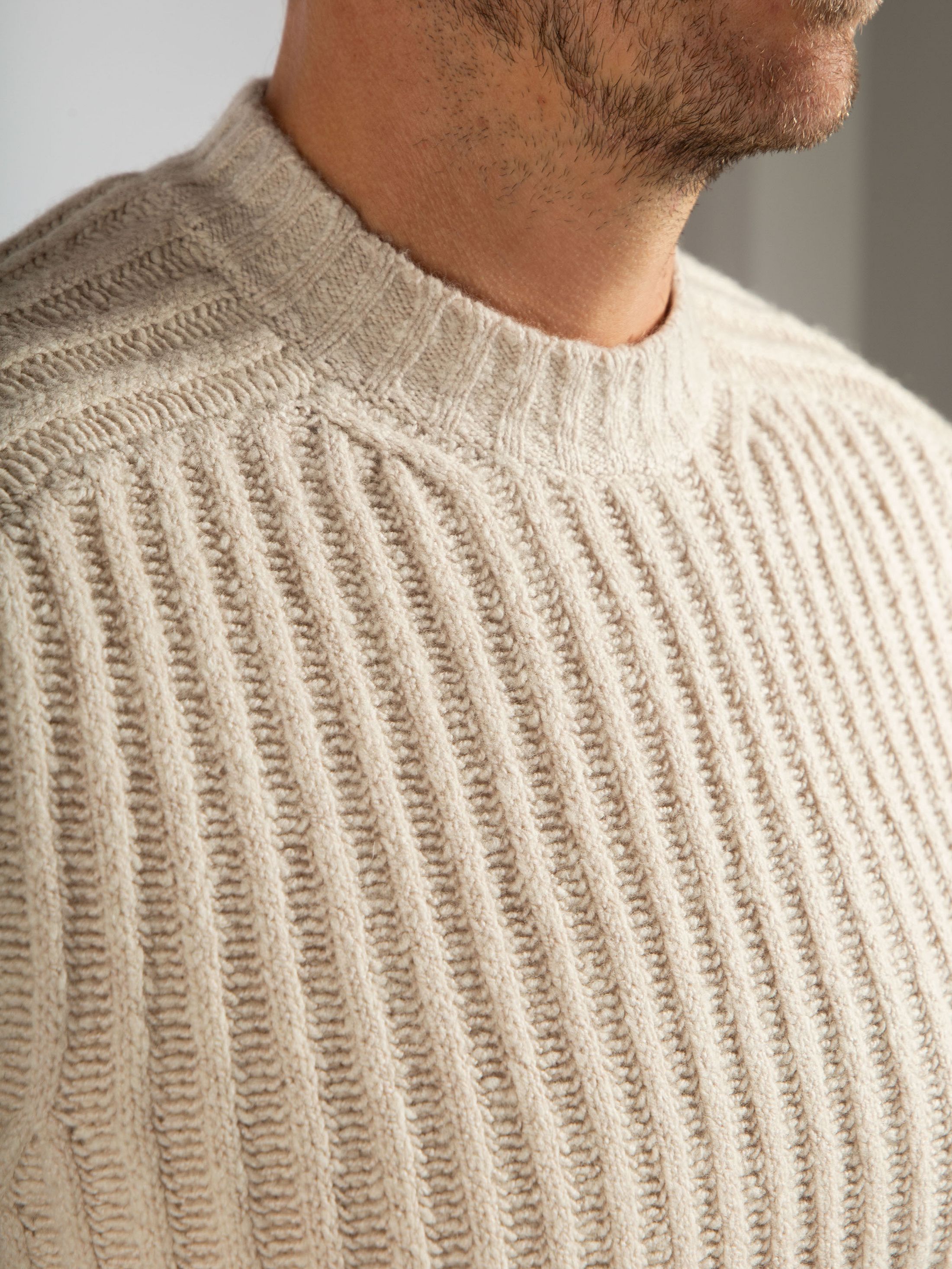 Suitable Pullover Boiled Wool Ecru PU-BOIW-CRRIB-25.01 FCD Ecru 38126 ...